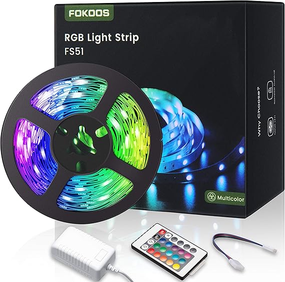 LED Strip Lights, Fokoos 5M(16.4Ft) RGB Strips Lights 5050 LED Multi ...
