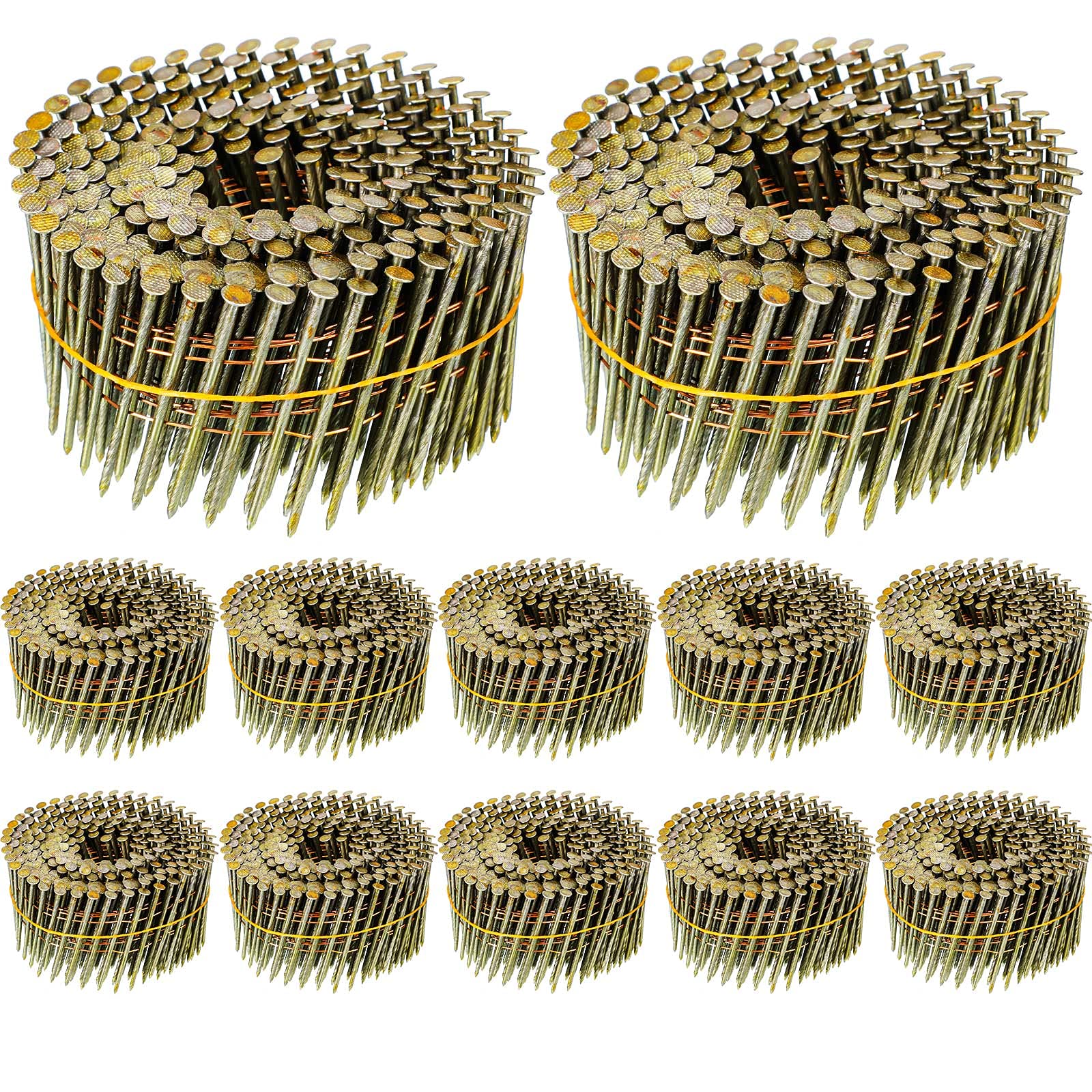 Hotop 3600 Count Siding Nails, 15-Degree Wire Collated Coil Stainless ...