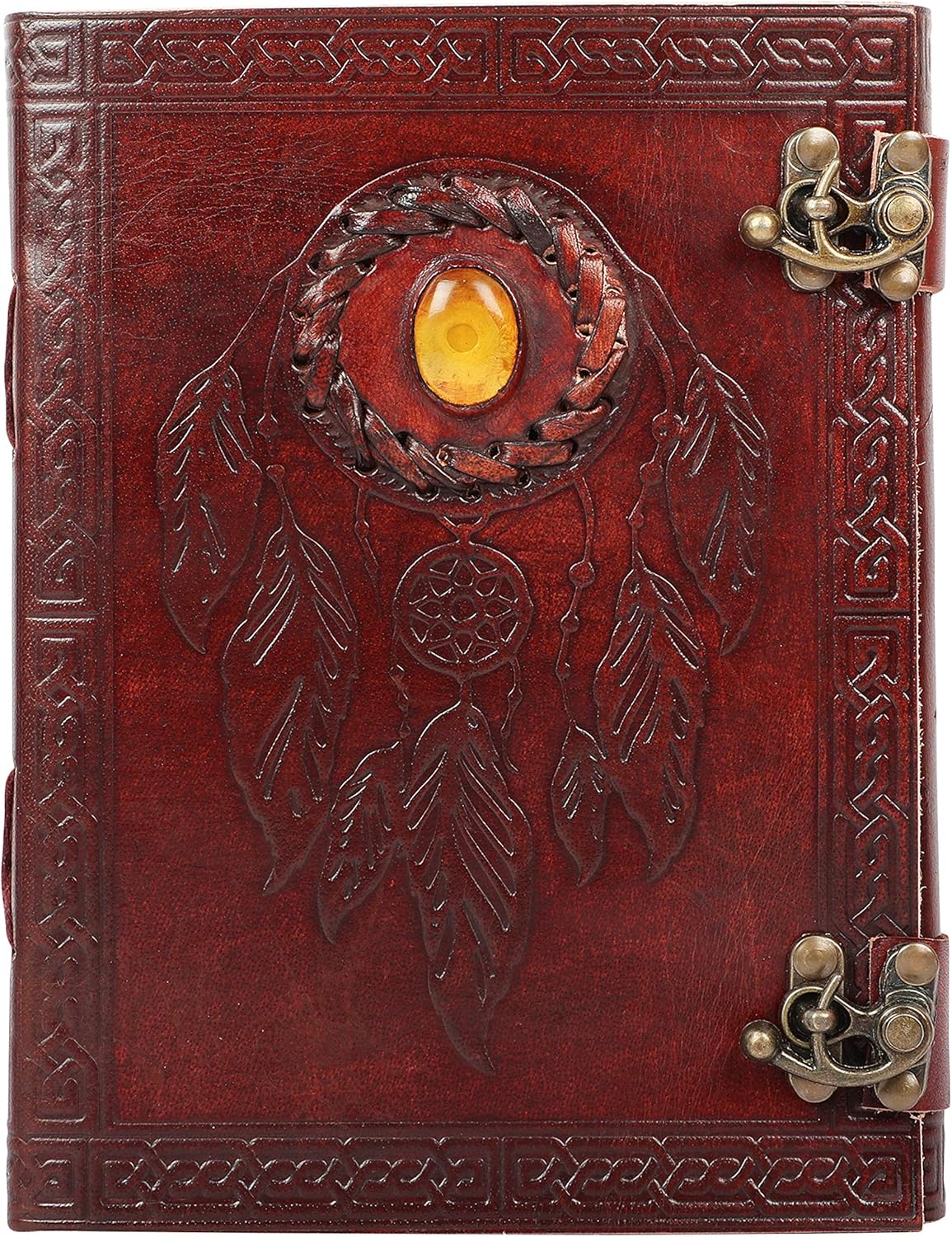 GnG – Leather Journal Pankh with Stone Writing Notebook :: Handmade in ...