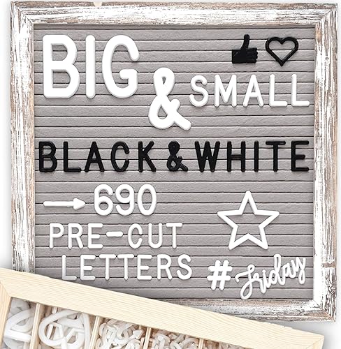 Little Hippo Grey Felt Letter Board Sign 10x10 Inch with 690+ PRE-Cut ...