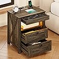 Amazon.com: TAGELIER Nightstand with Gun Drawer, Farmhouse Bedside ...