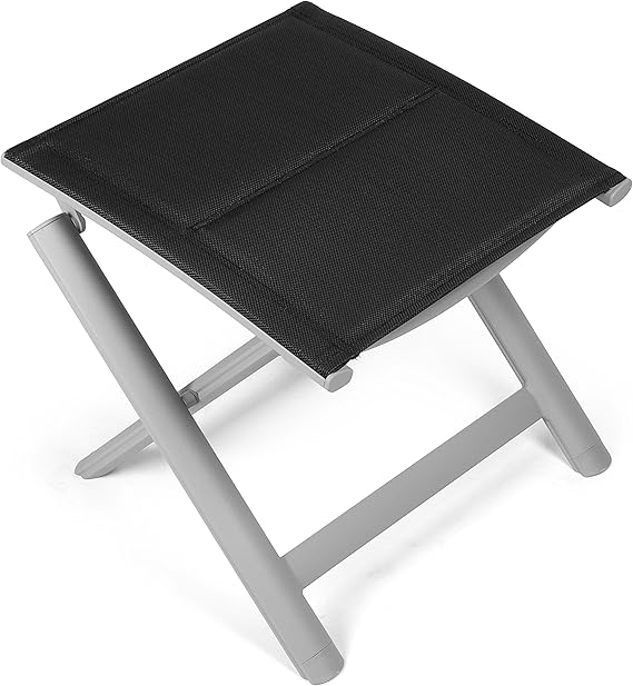 Vanage gepolsterter Hocker in schwarz - klappbarer Fußhocker - Alu ...