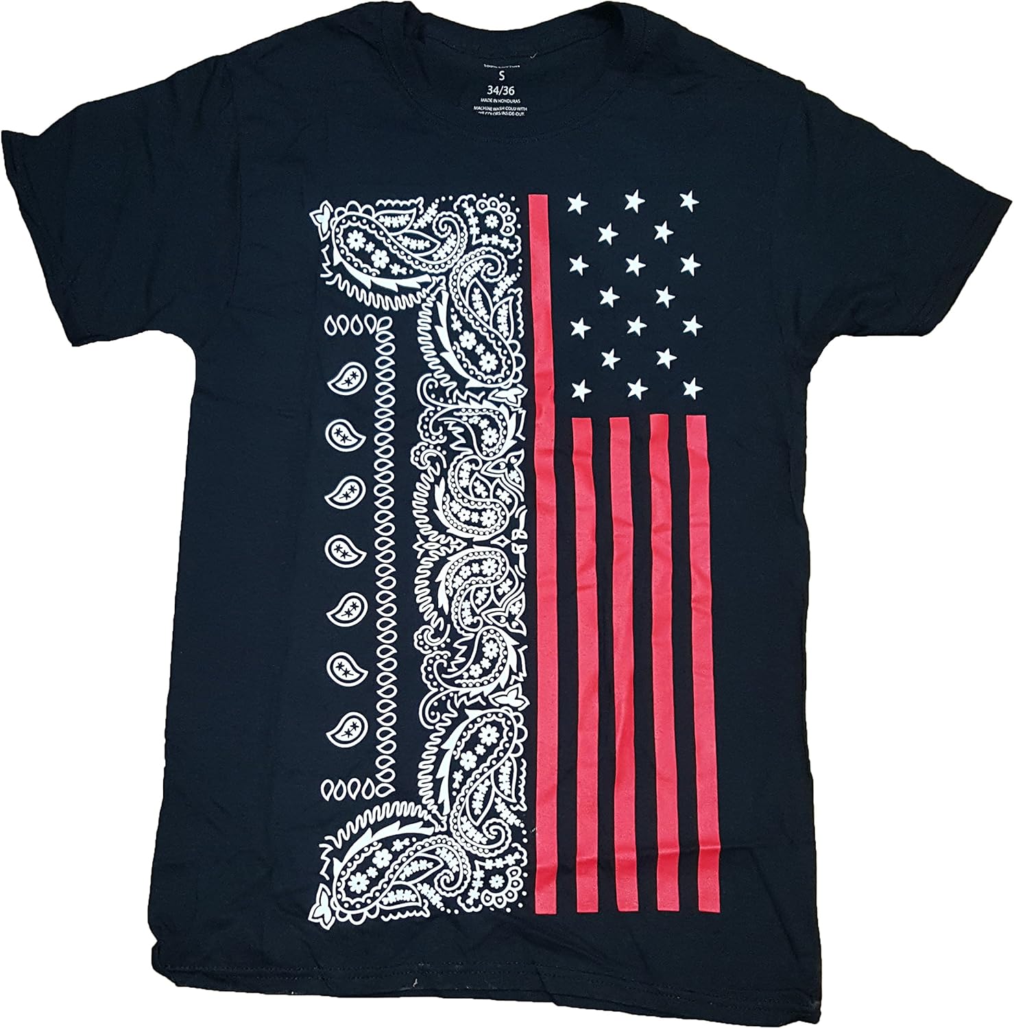 Bandana American Flag Black Graphic T-Shirt - Large: Amazon.ca ...