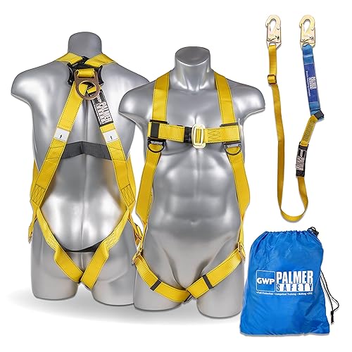 Palmer Safety Safety Harness w/Detachable 6 ft Lanyard I Single Leg ...