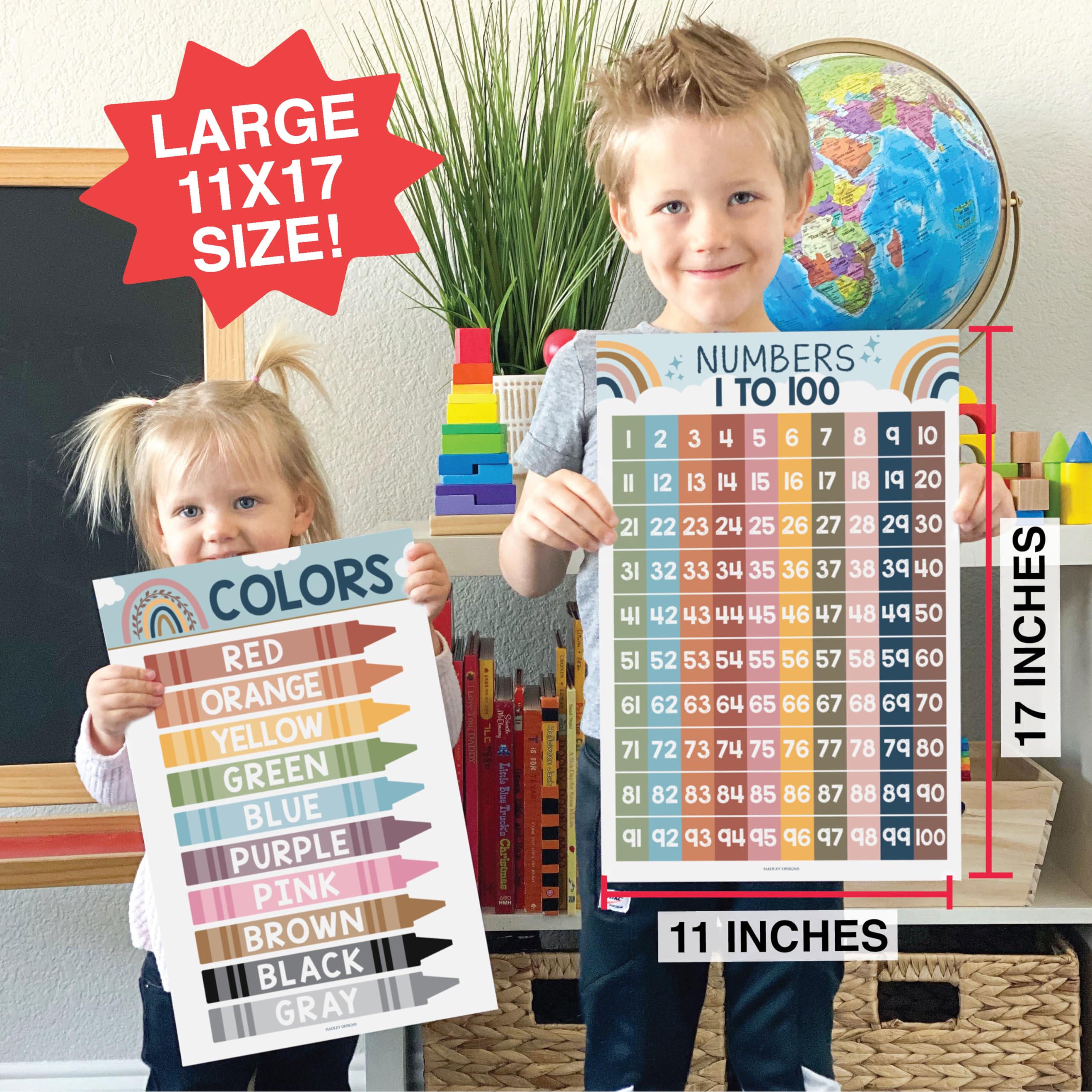Mua Hadley Designs 16 Boho Kids Educational Posters for Toddlers ...