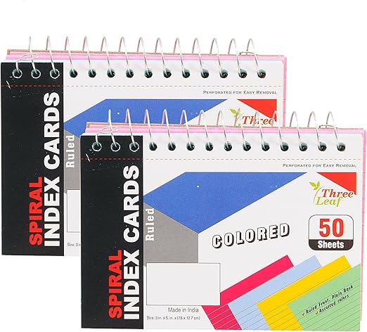 Amazon.com : 2-Pack Spiral Bound Colored Index Card Books, 3x5-Inch ...