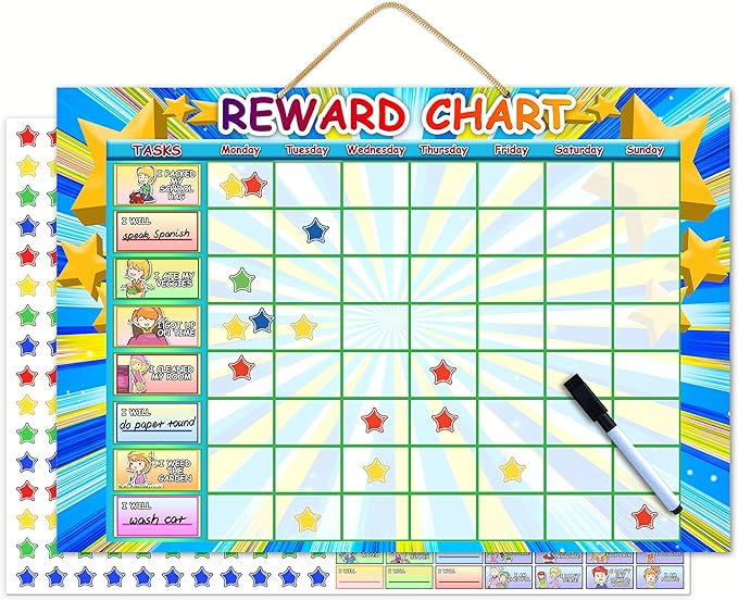Amazon.com : Magnetic Reward Chart | Dry Erase Children's Chore and ...