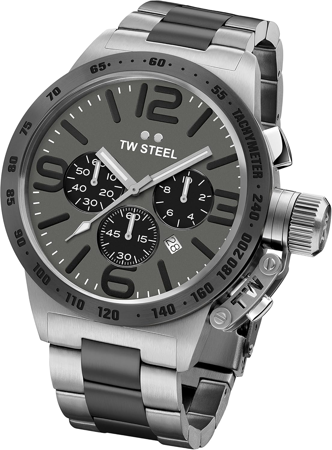 TW Steel Men's Quartz Watch with Grey Dial Chronograph Display and ...