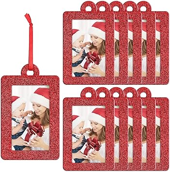 Amazon.com: 20 Pieces Christmas Photo Ornament Frames Mini Felt Hanging ...