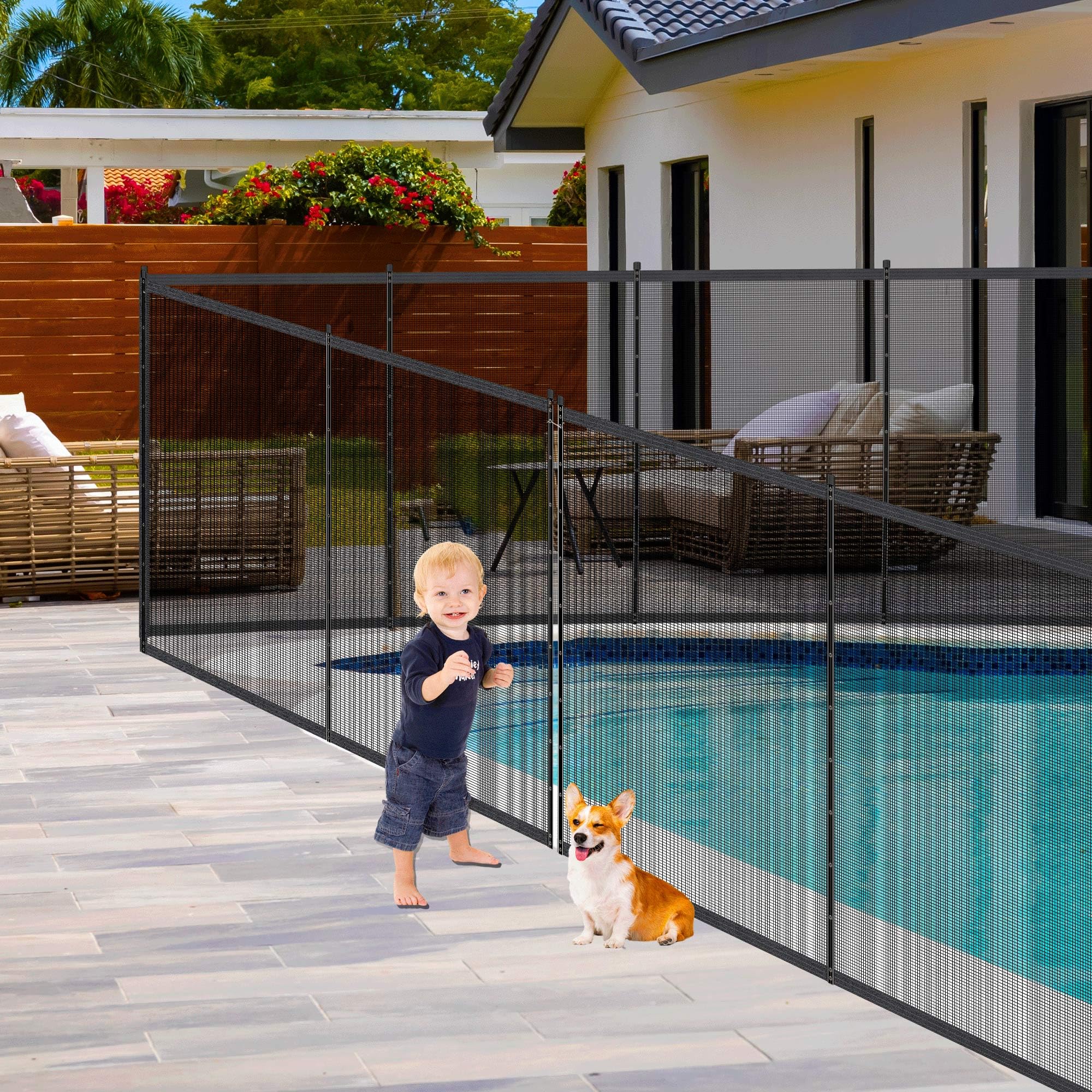 YESON 4x12ft Pool Fence, Removable Swimming Pool Fence for Inground ...