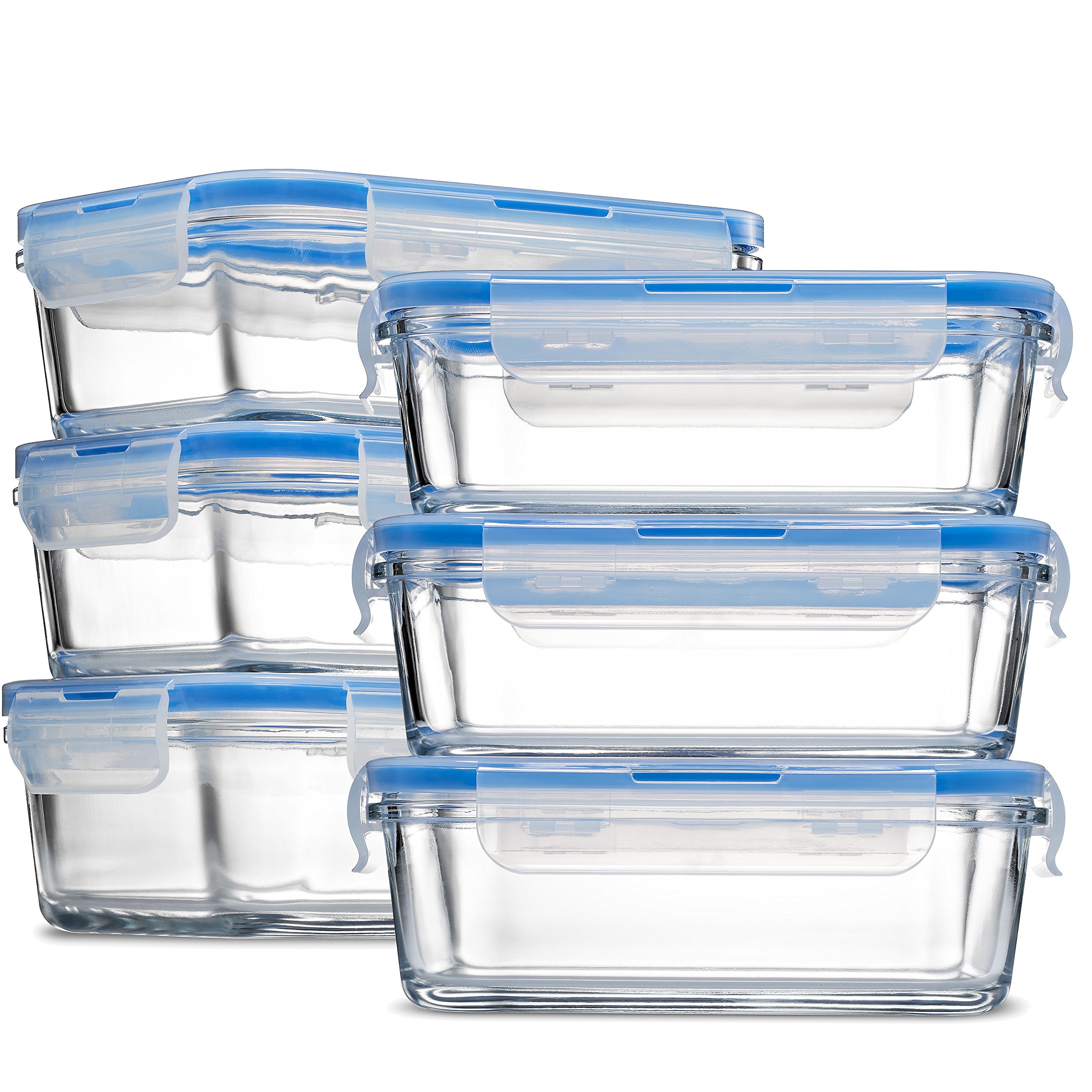 Glass Meal Prep Food Storage Containers - (6-Pack 28 Oz.) Portion ...