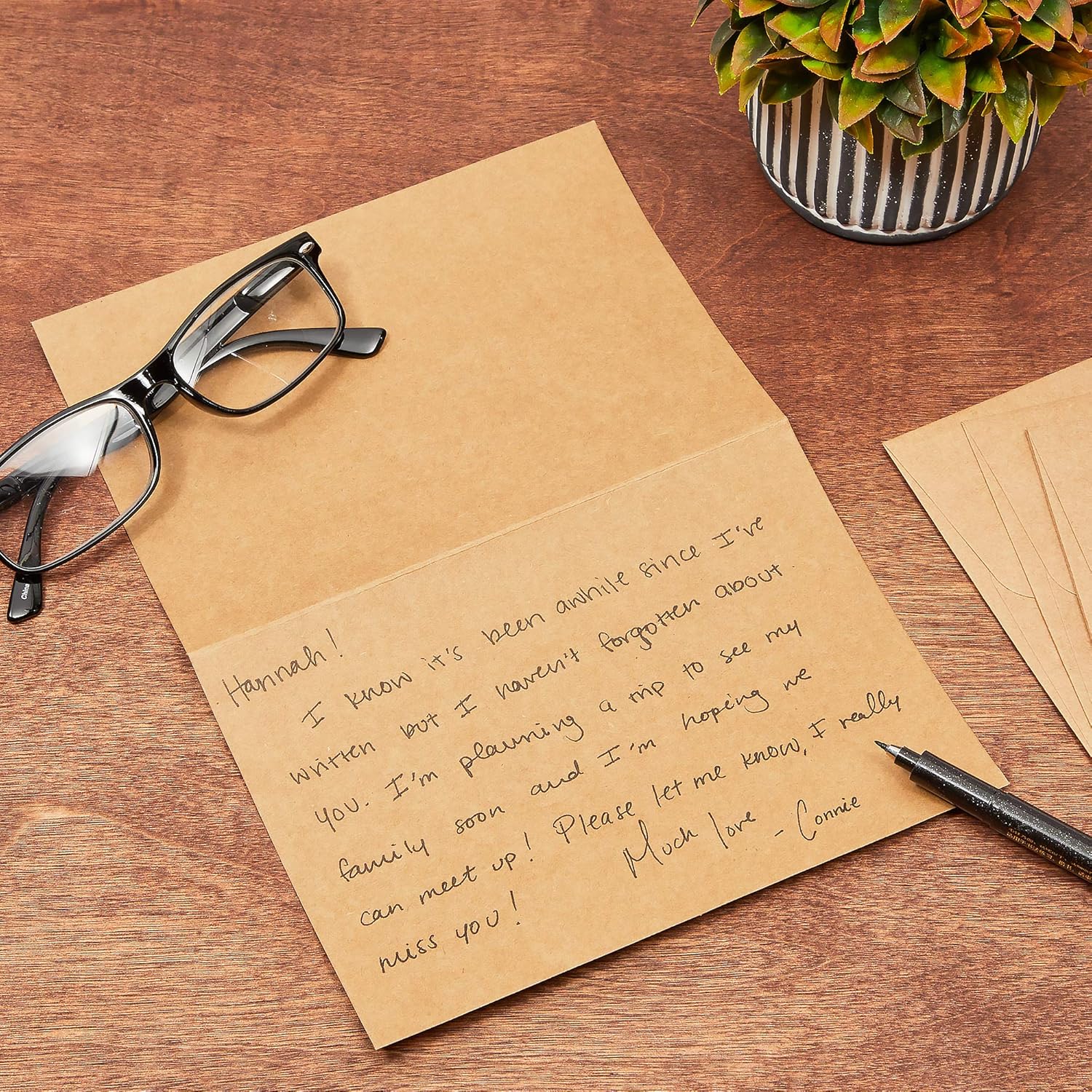 50-Piece Brown Kraft A7 Envelopes and 50-Sheet Half-Fold Greeting Card ...