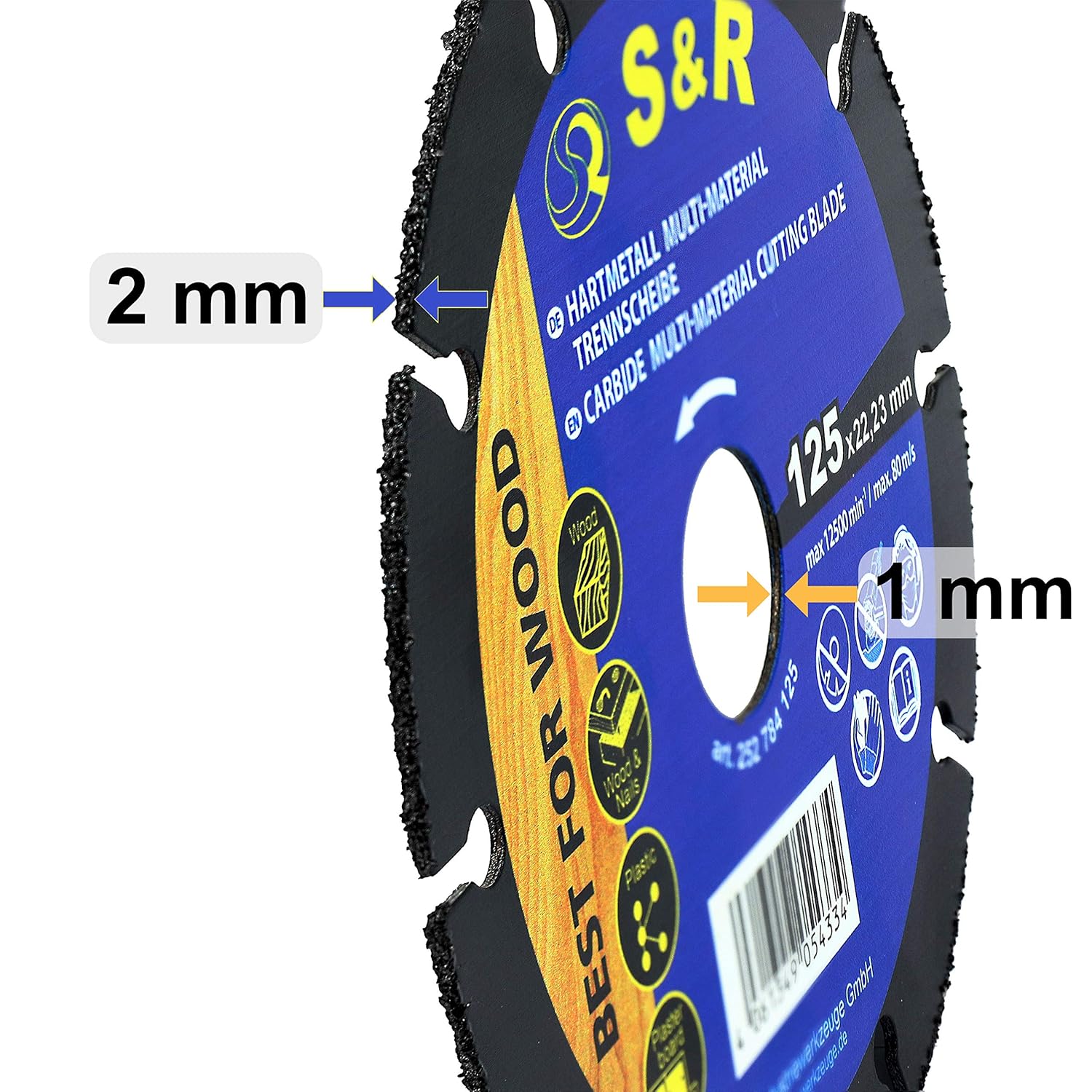 S&R Professional carbide cutting disc 125 * 22,2 mm multi-material for ...