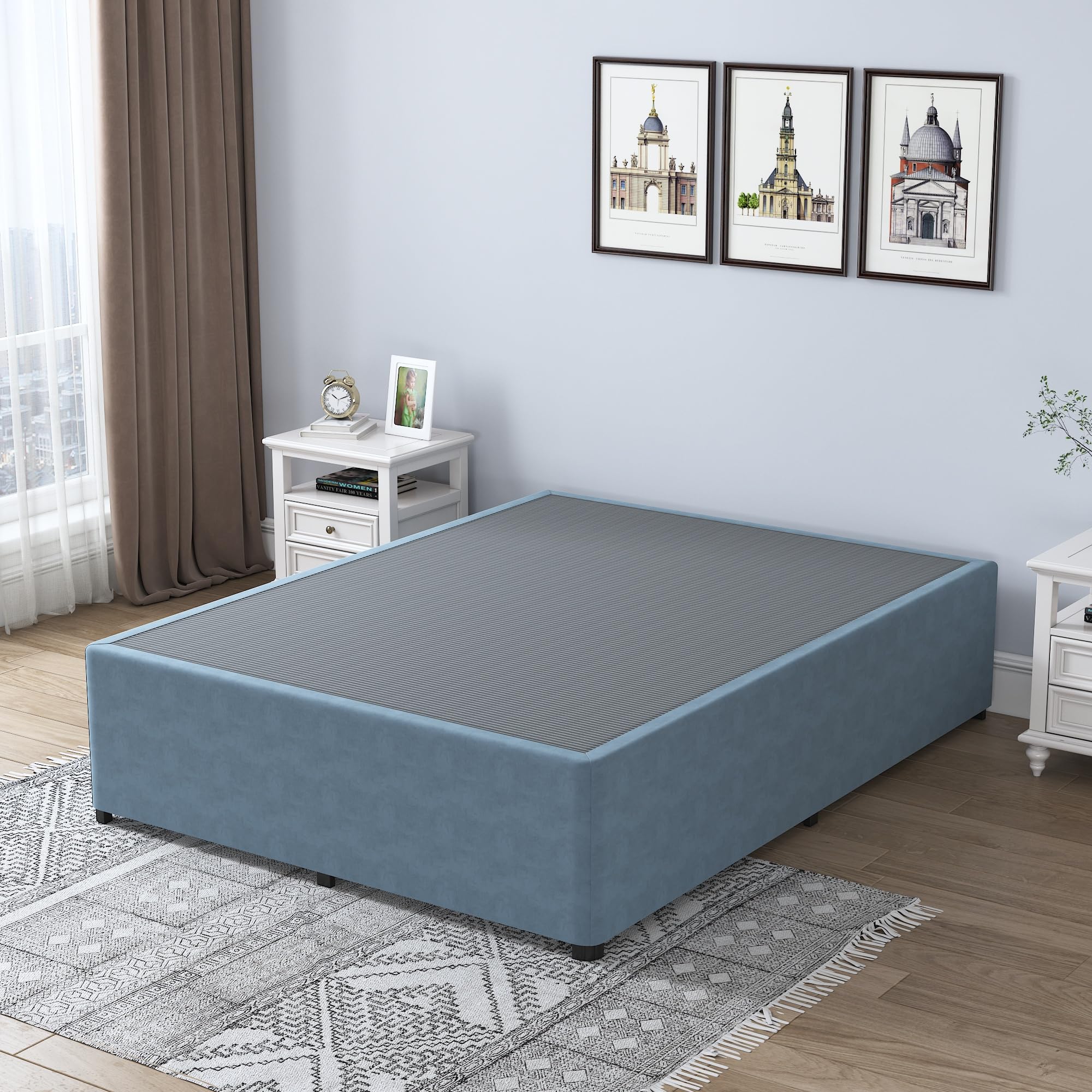 Vehowy Queen Size Bed Frame with Cloth Cover,18 Inch Heavy Duty ...