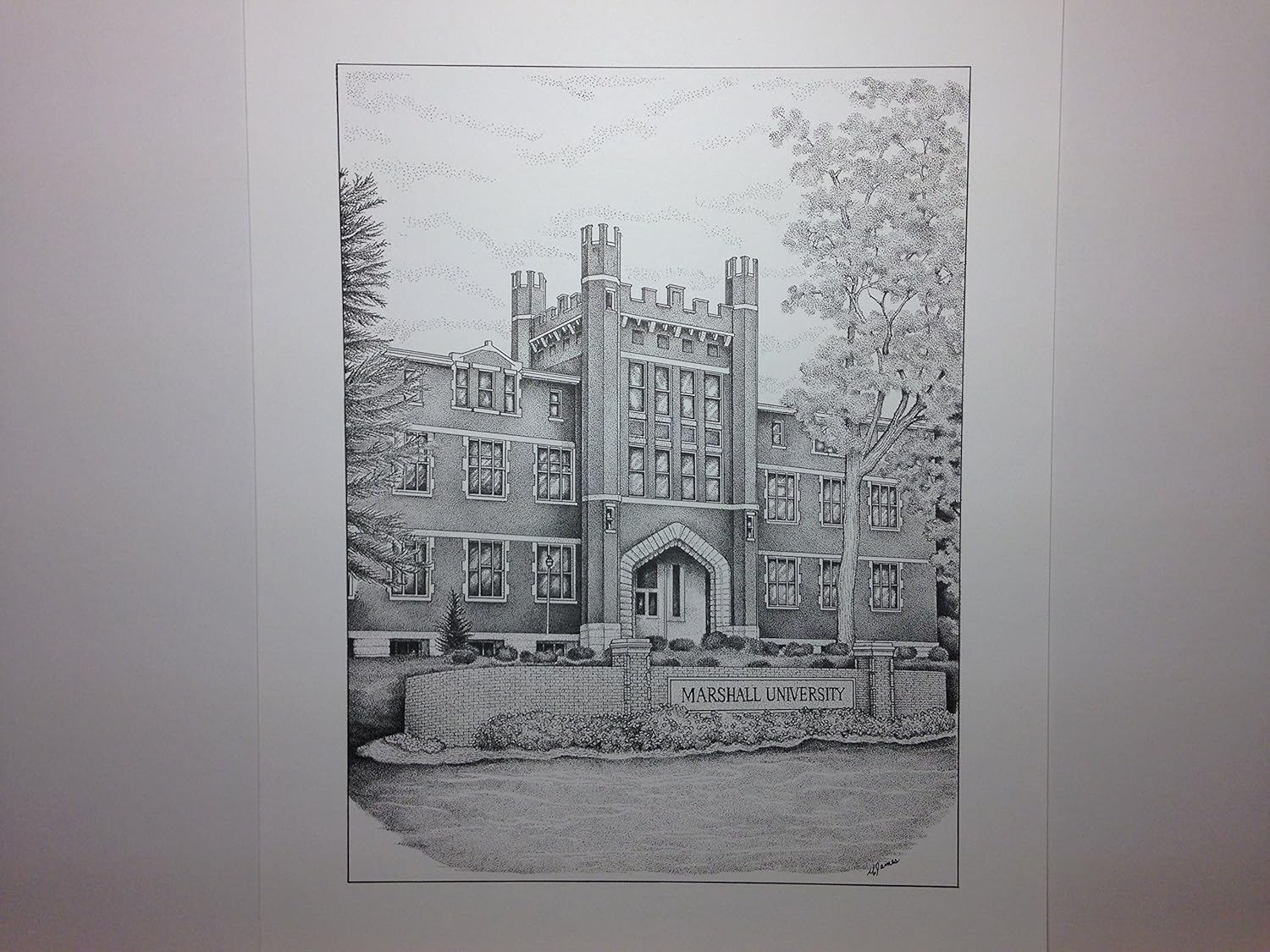 Amazon.com: Marshall University - "Old Main" 9"x12" pen and ink print ...