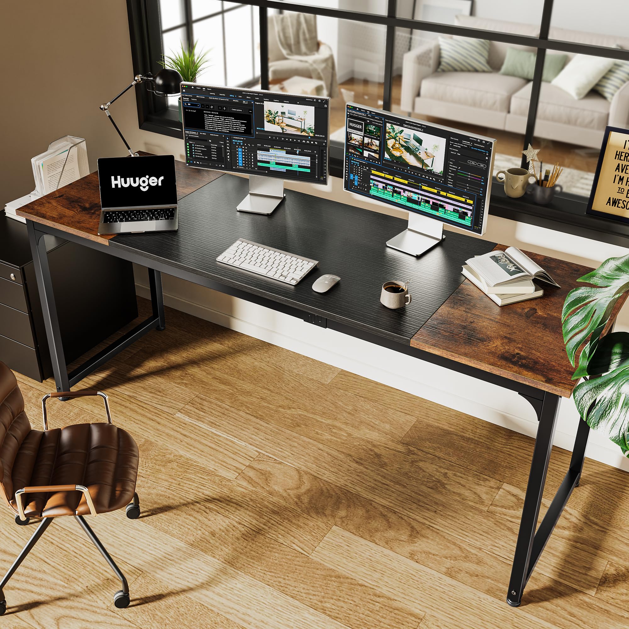 Mua Huuger Computer Desk, 70 Inch Office Desk, Gaming Desk with Storage ...