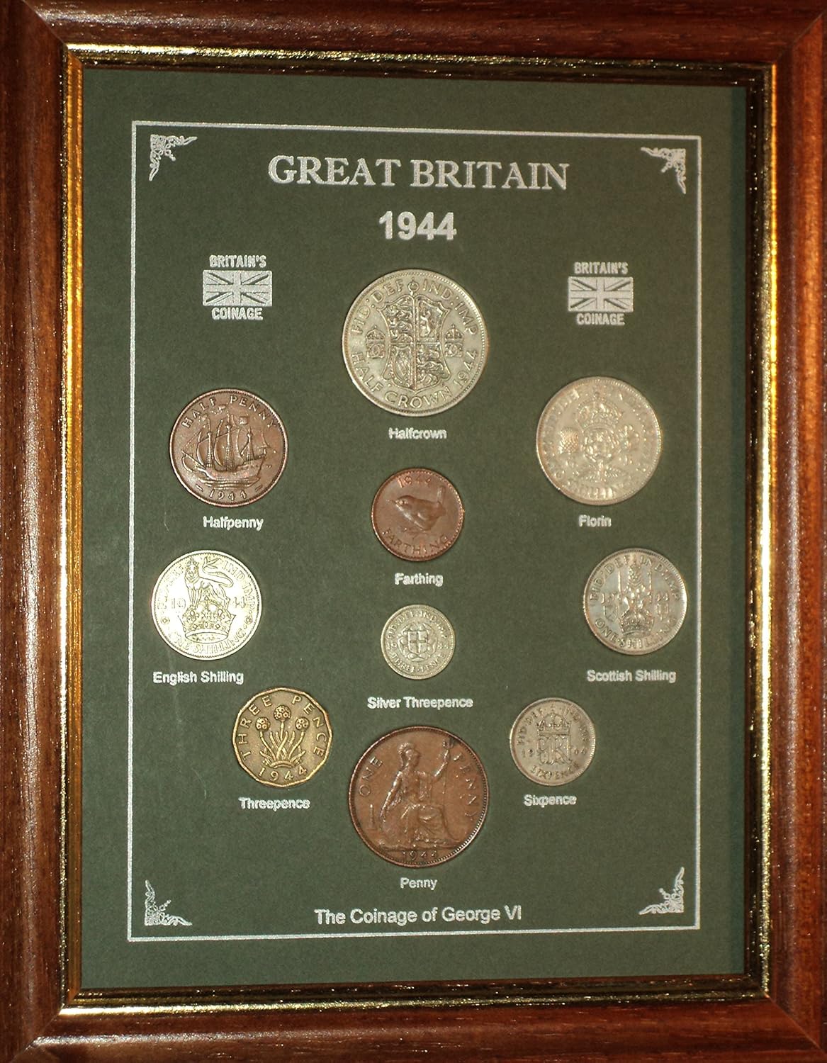 historicgiftsets Framed 1944 GB Great Britain British Coin Birth Year ...