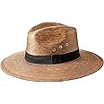 MEXIMART Mexican Palm Leaf Straw Indiana Wide Brim Hat, Dark Tan w ...