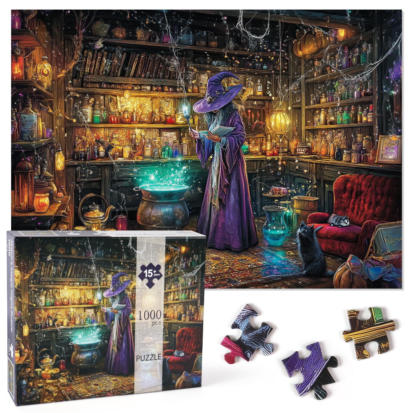 Halloween Magic Witch Puzzles 1000 Pieces Jigsaw Puzzles for Adults ...