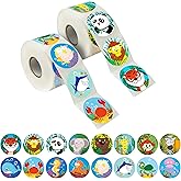 Amazon.com: 600 Adorable Round Animal Encouraging Incentive Stickers in ...