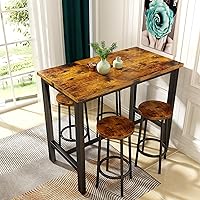 Amazon.com - AWQM Dining Table Set for 4 Bar Table with Stools Industrial Counter Height Pub ...
