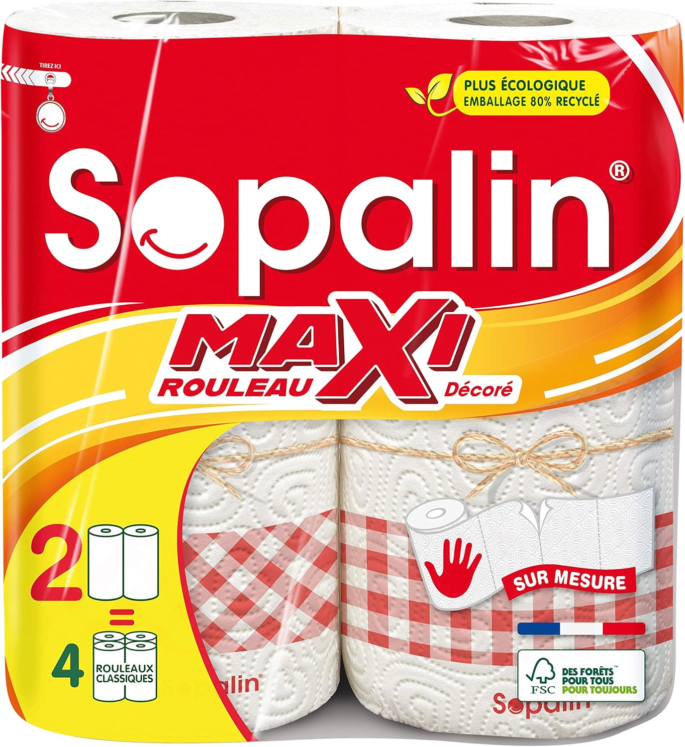 Amazon.com: Sopalin sur Mesure Décore Kitchen Roll 2 = 4 Rolls - Pack ...