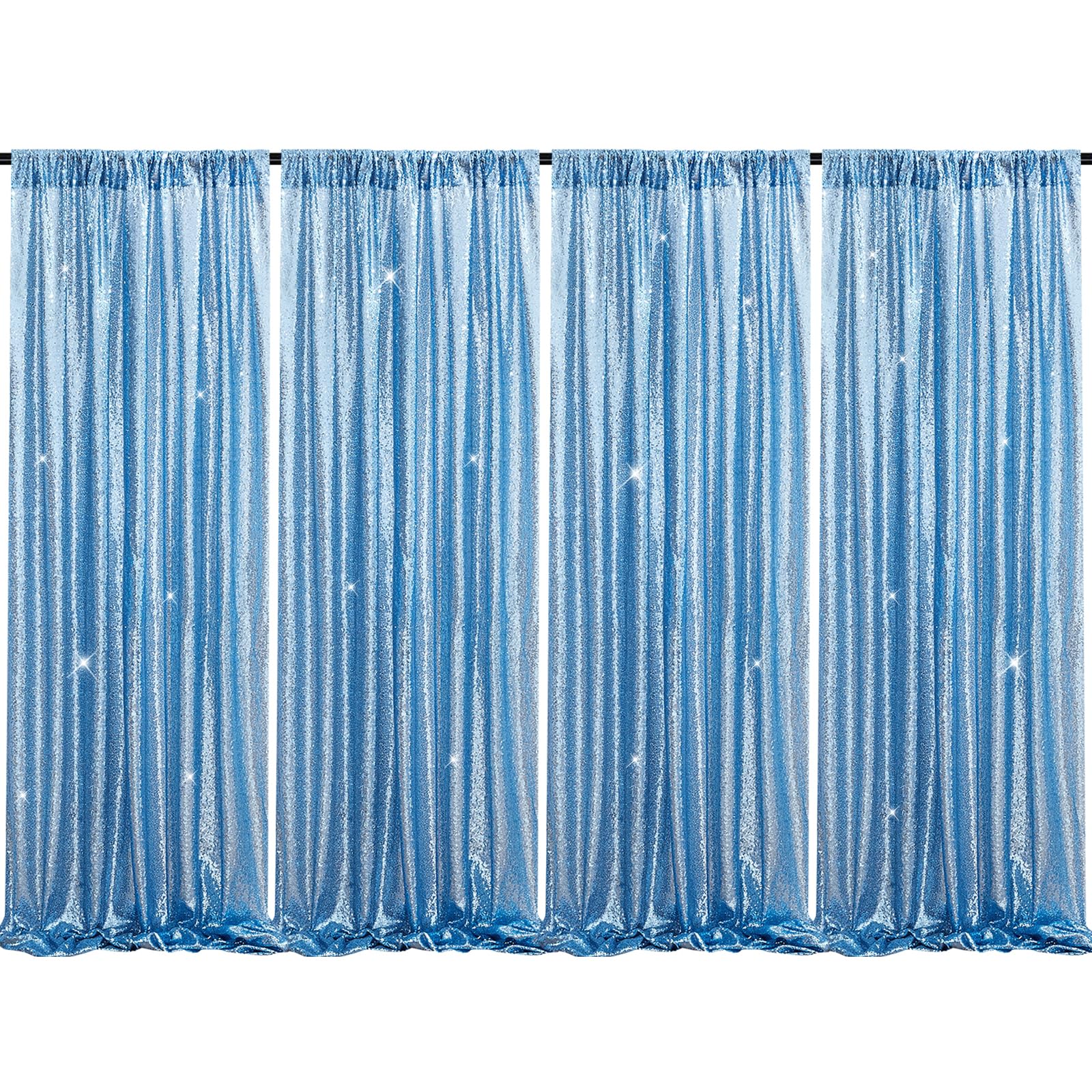 B-COOL Baby Blue Backdrop Curtains 4 Panels Baby Shower Sparkly Drapes ...