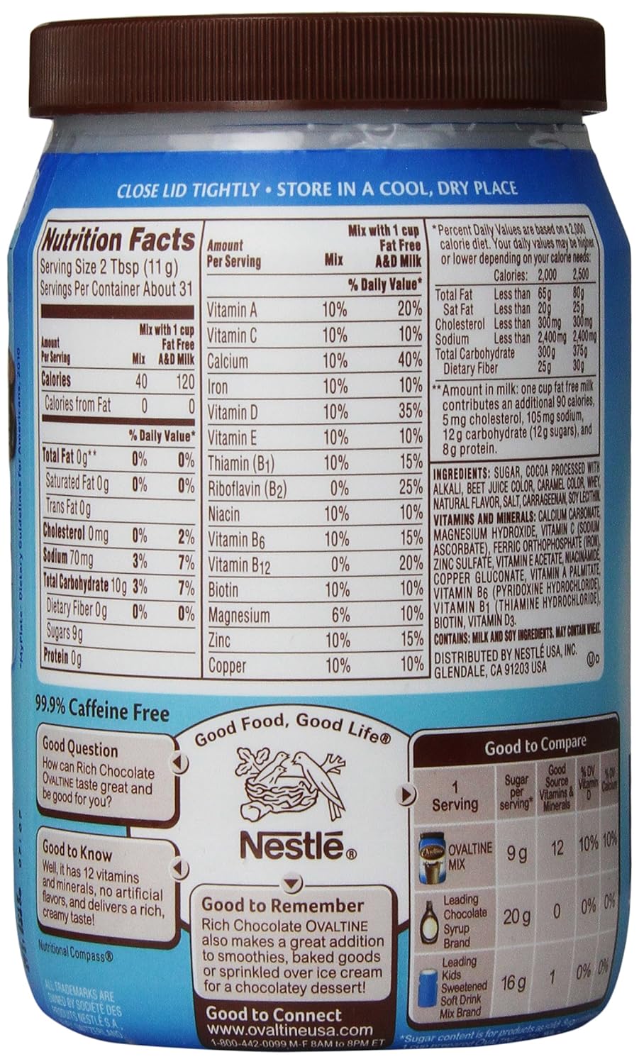 Ovaltine Rich Chocolate Nutrition Facts | Besto Blog