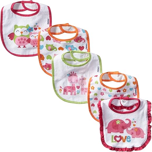 Amazon.com: Gerber Baby-Girls Newborn Girls 5 Pack Starter Bibs: Clothing