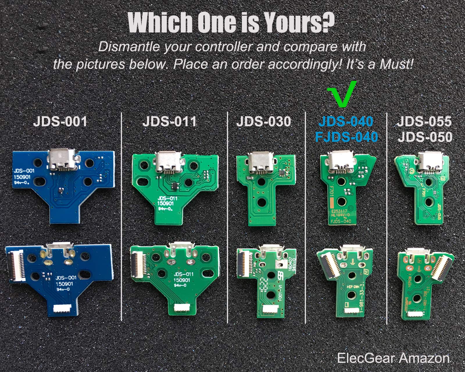 Mua 2PCs JDS-040 Replacement Charging Port Assembly for PS4 DualShock 4 ...