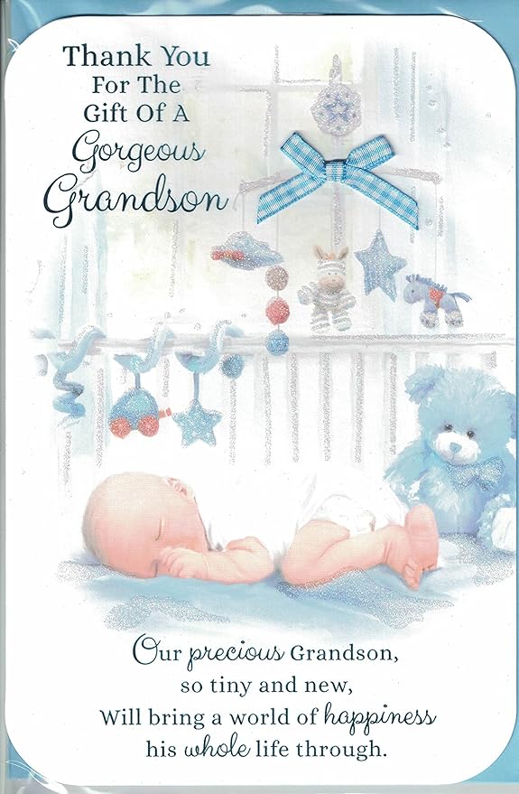 New Baby Grandson Card ~ Thank You For The Gift Of A Grandson ~ New ...