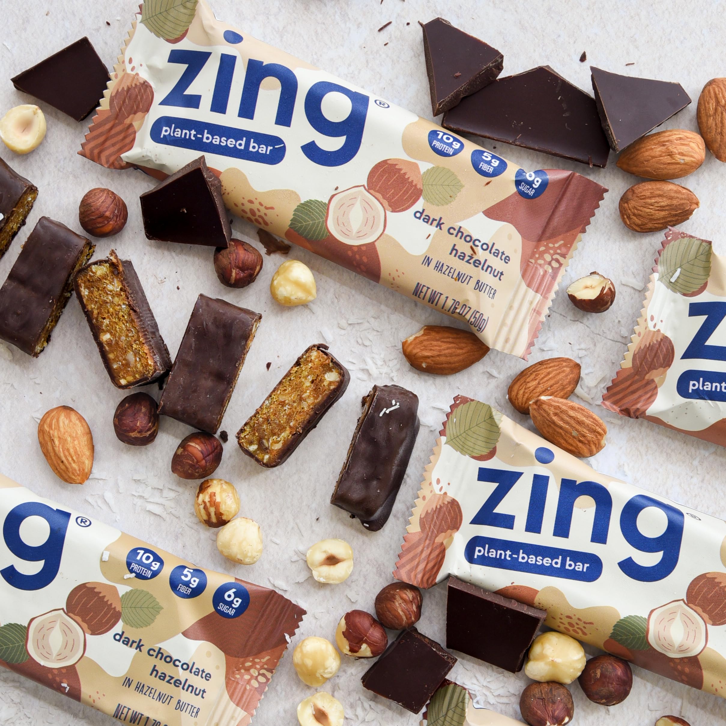 Mua Zing Dark Chocolate Hazelnut Vegan Protein Bars, Gluten Free with ...