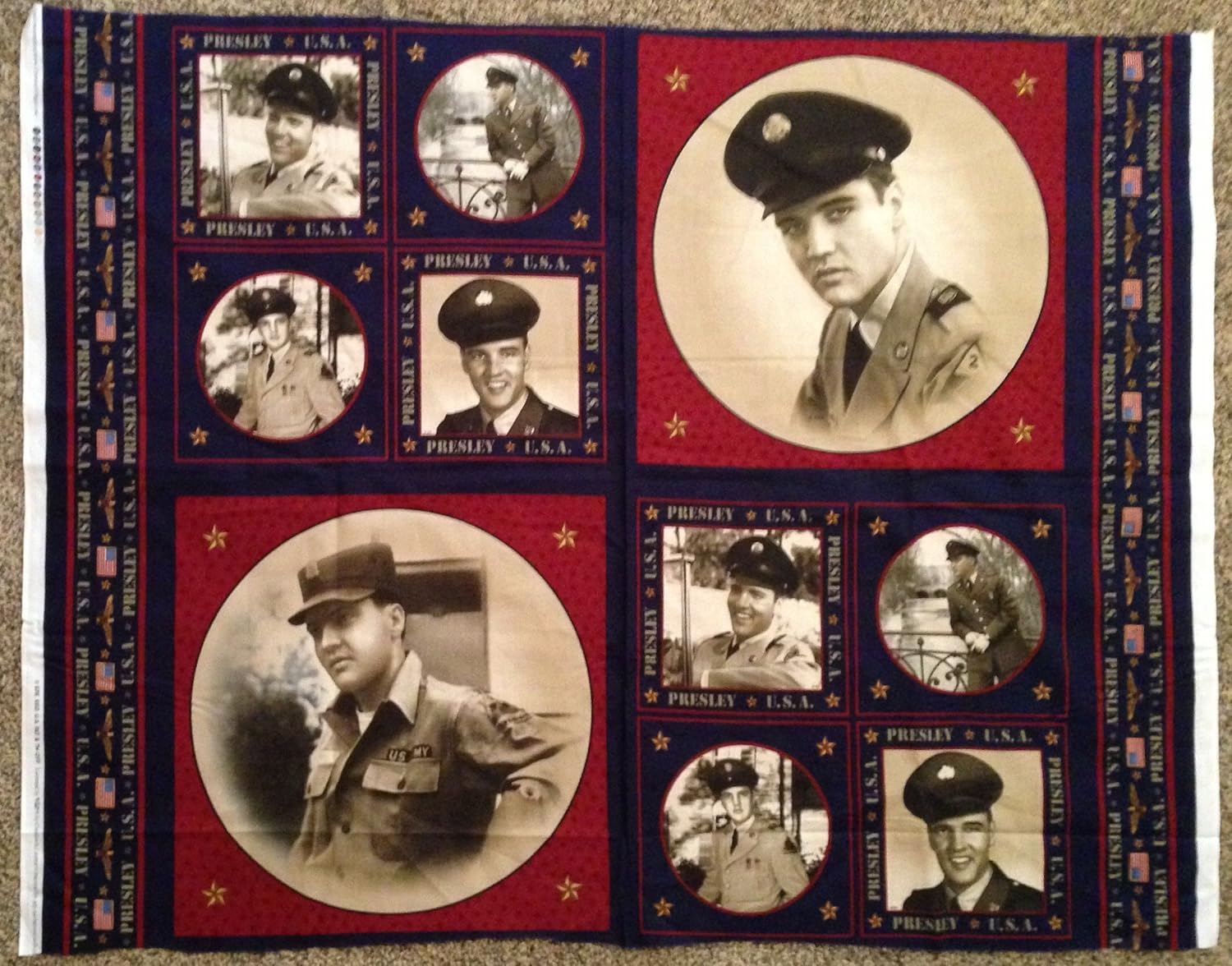U.S.A Soldier Boy ELVIS PRESLEY Fabric Panel (Great For Quilting ...