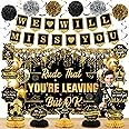 Amazon.com: Farewell Party Decorations Black Gold We Will Miss You Banner Honeycomb Centerpiece ...