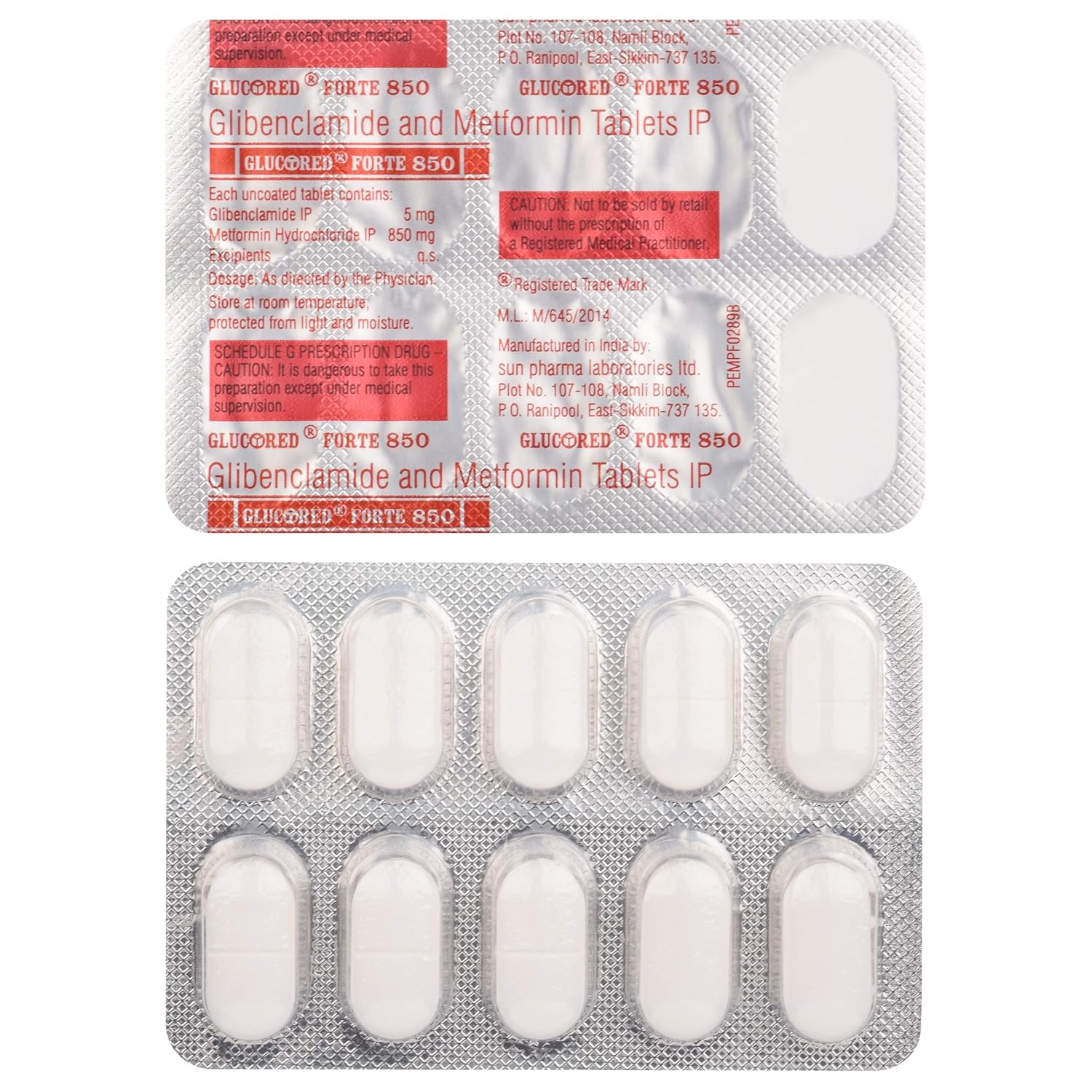 Glucored Forte 850 - Blister Pack of 10 Tablets: Amazon.in