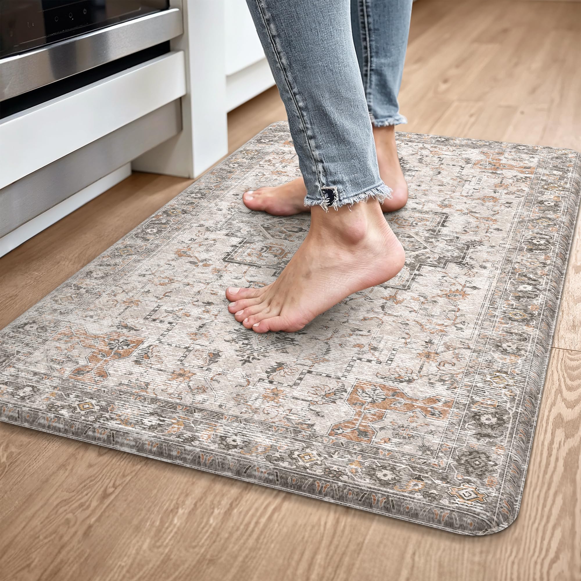 GENIMO Kitchen Mats for Floor, Washable Anti Fatigue Mat for Cushioned ...