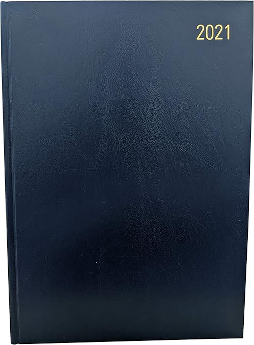 2021 Navy Blue 2 Pages Per Day Diary A4 Hardback Desk Planner: Amazon ...