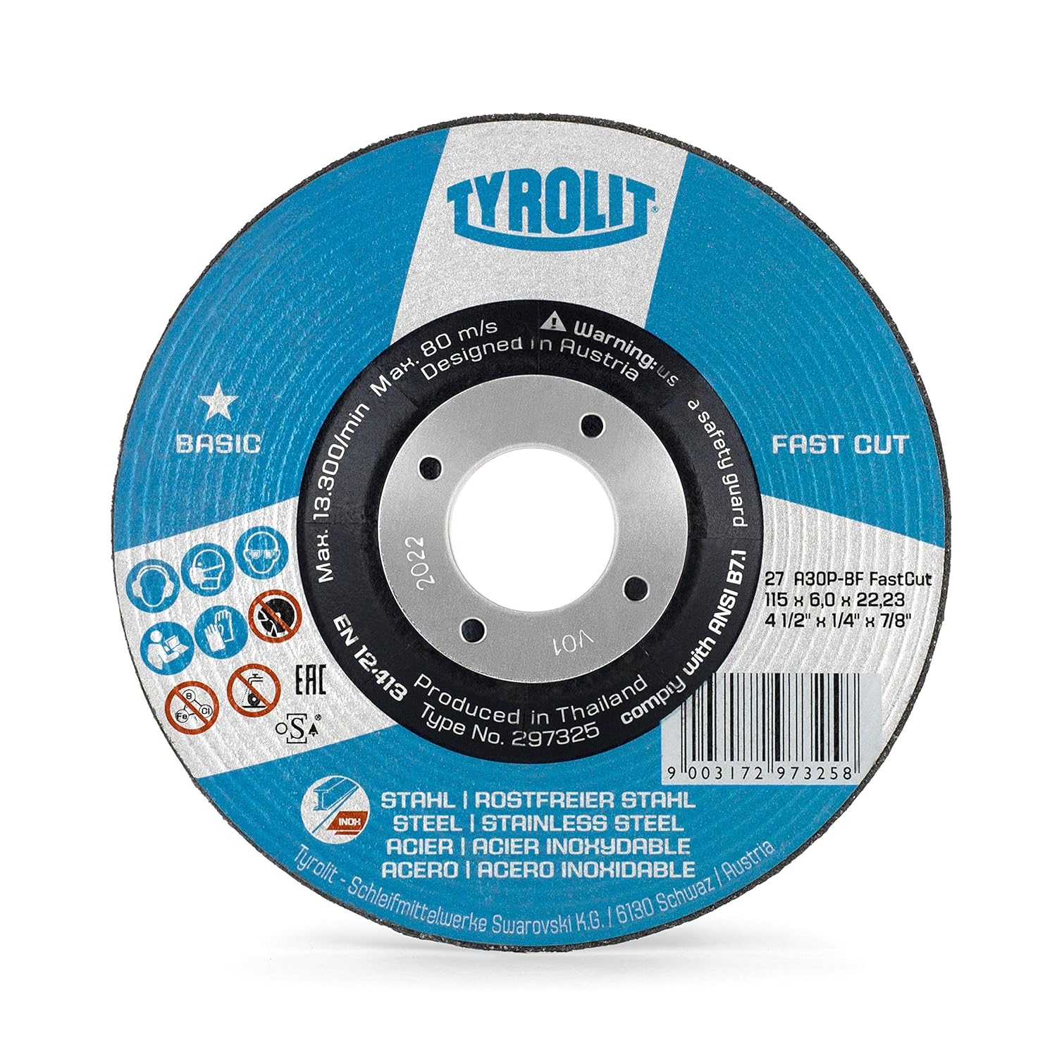 TYROLIT FASTCUT 2-in-1 Rough Grinding Discs for Stainless Steel – 115mm x 6.0 x 22.23 (Pack of ...