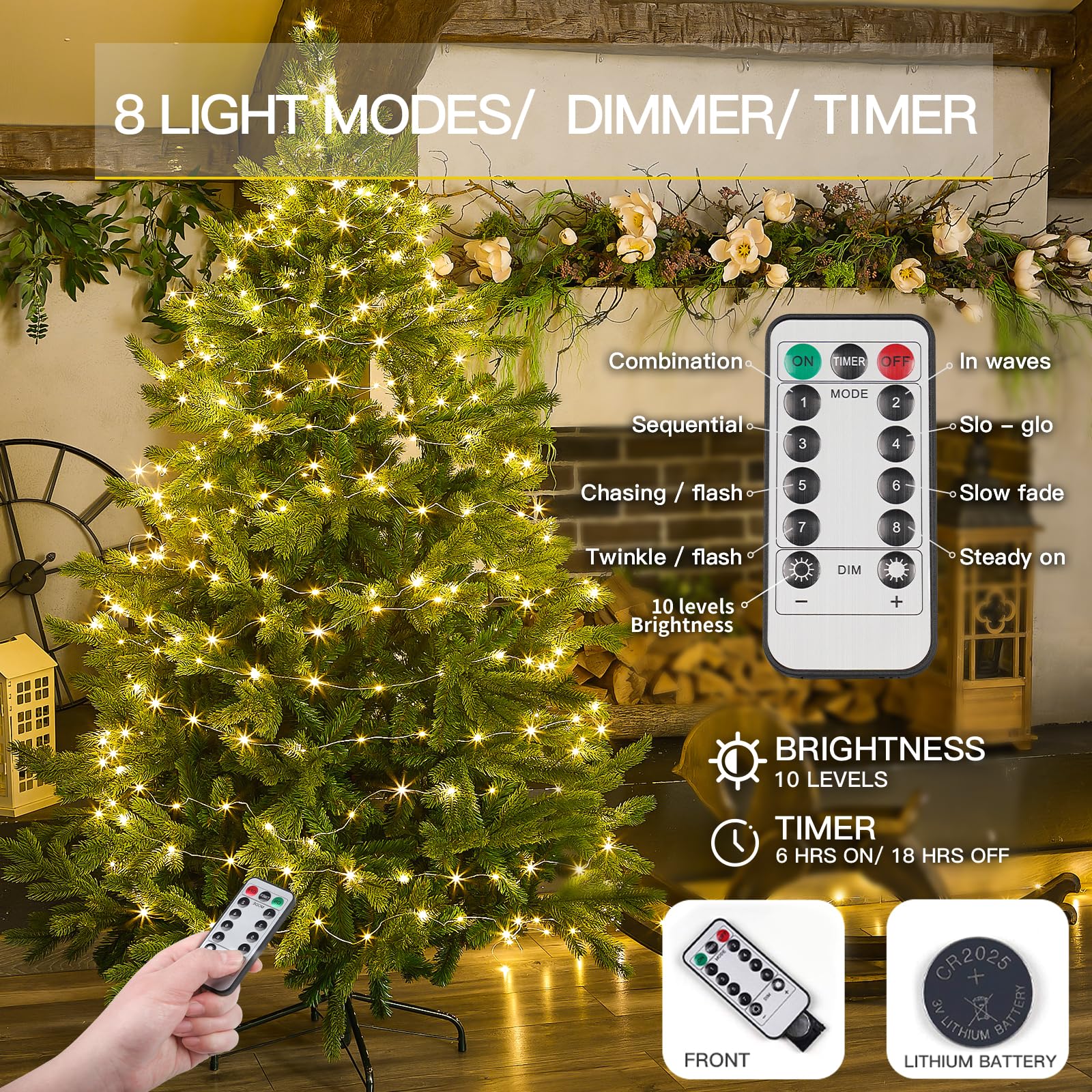 suddus 66ft 200 LED Outdoor String Lights, Warm White Fairy Lights ...