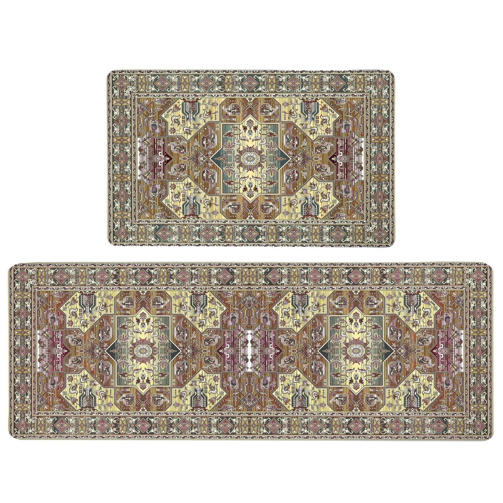 Boho Kitchen Rugs Set 2 Cushioned Anti Fatigue 0.4 Inches Thick ...