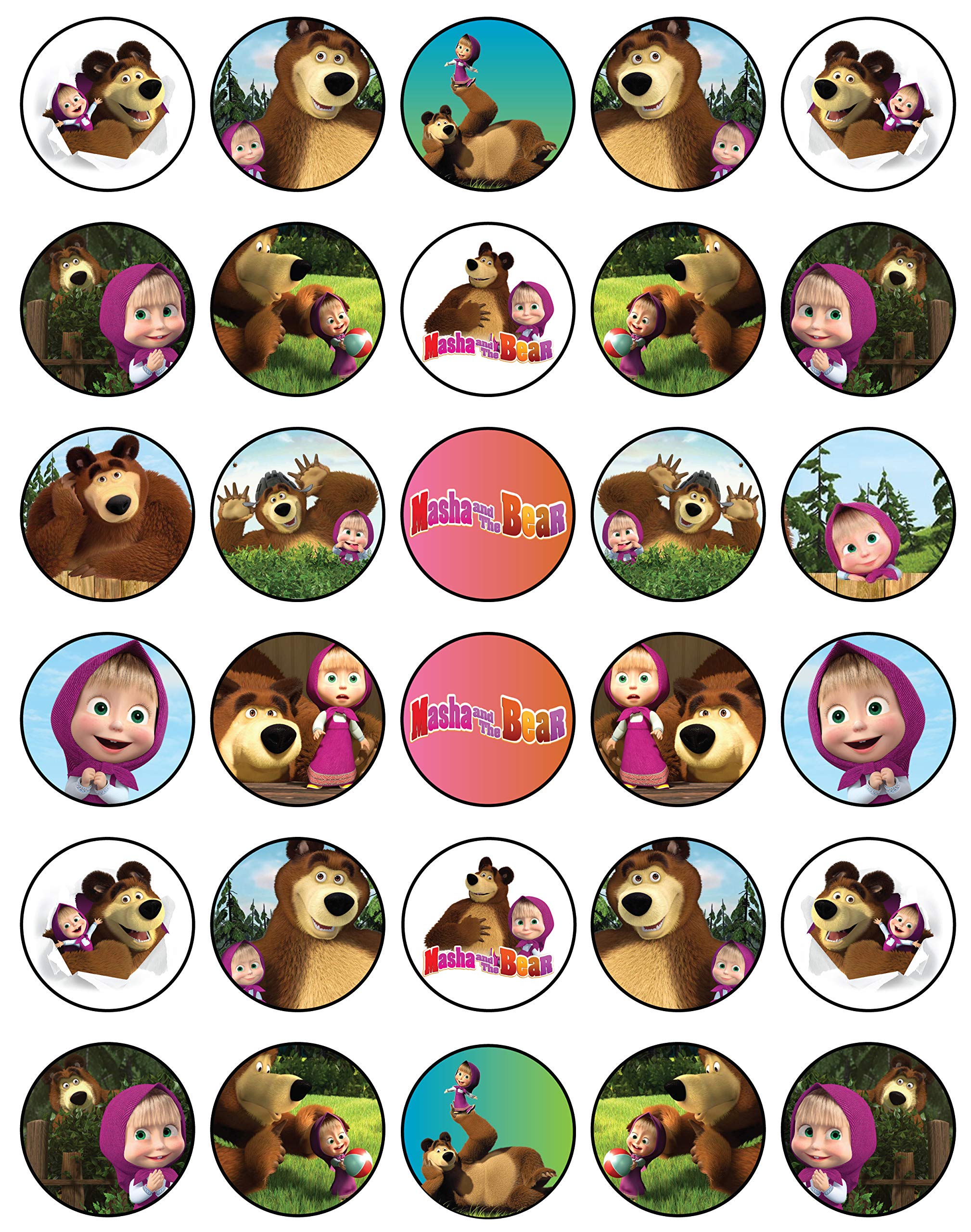 30 X Edible Cupcake Toppers Themed Of Masha And Bear | Desertcart EGYPT