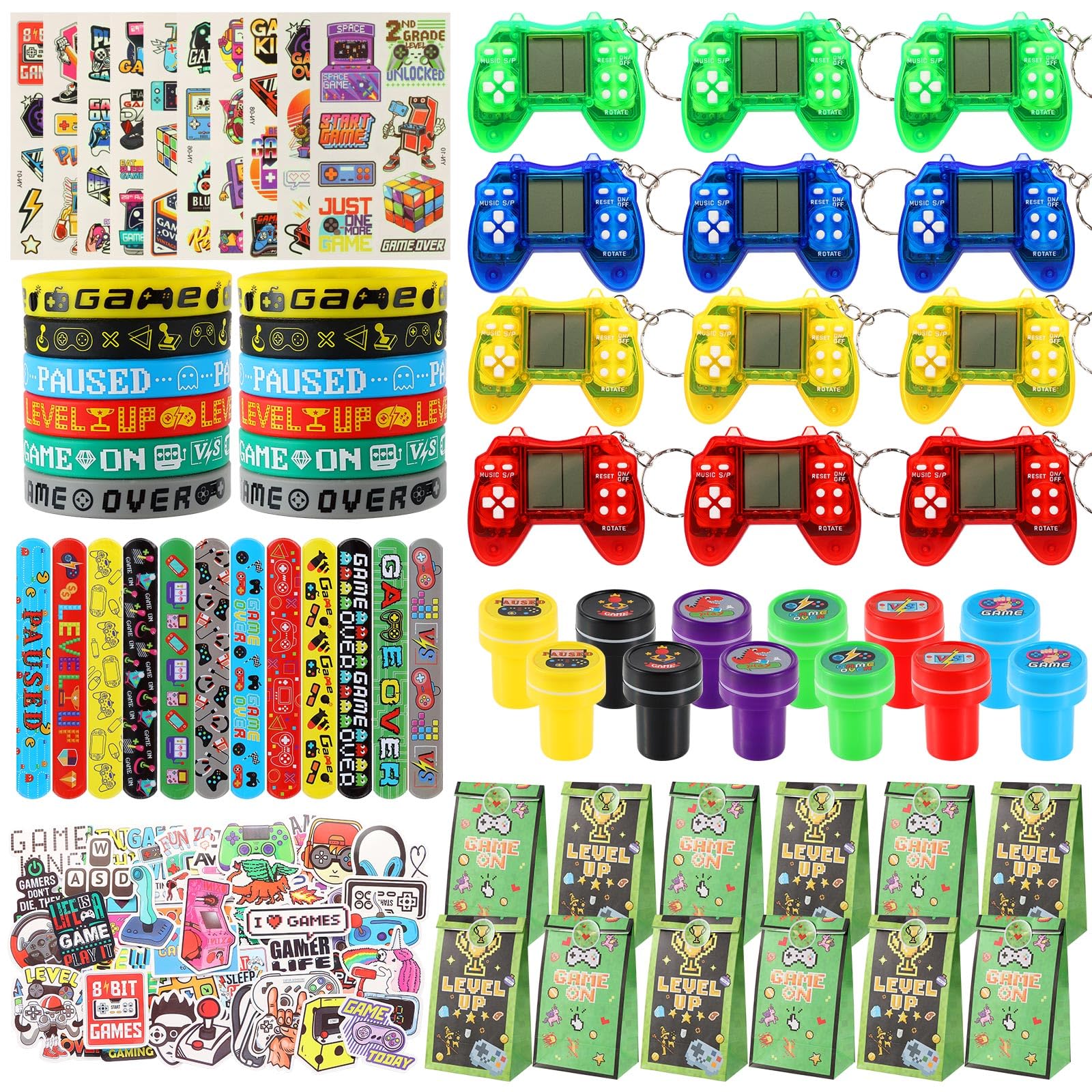 LiYiQ 122 Pcs Video Game Party Favors With Video Game Keychains Slap ...