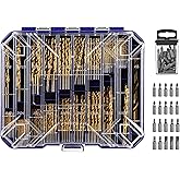 Hi-Spec Titanium Twist Drill Bit Set 130pc – 11 Sizes 1/16in to 3/8in ...