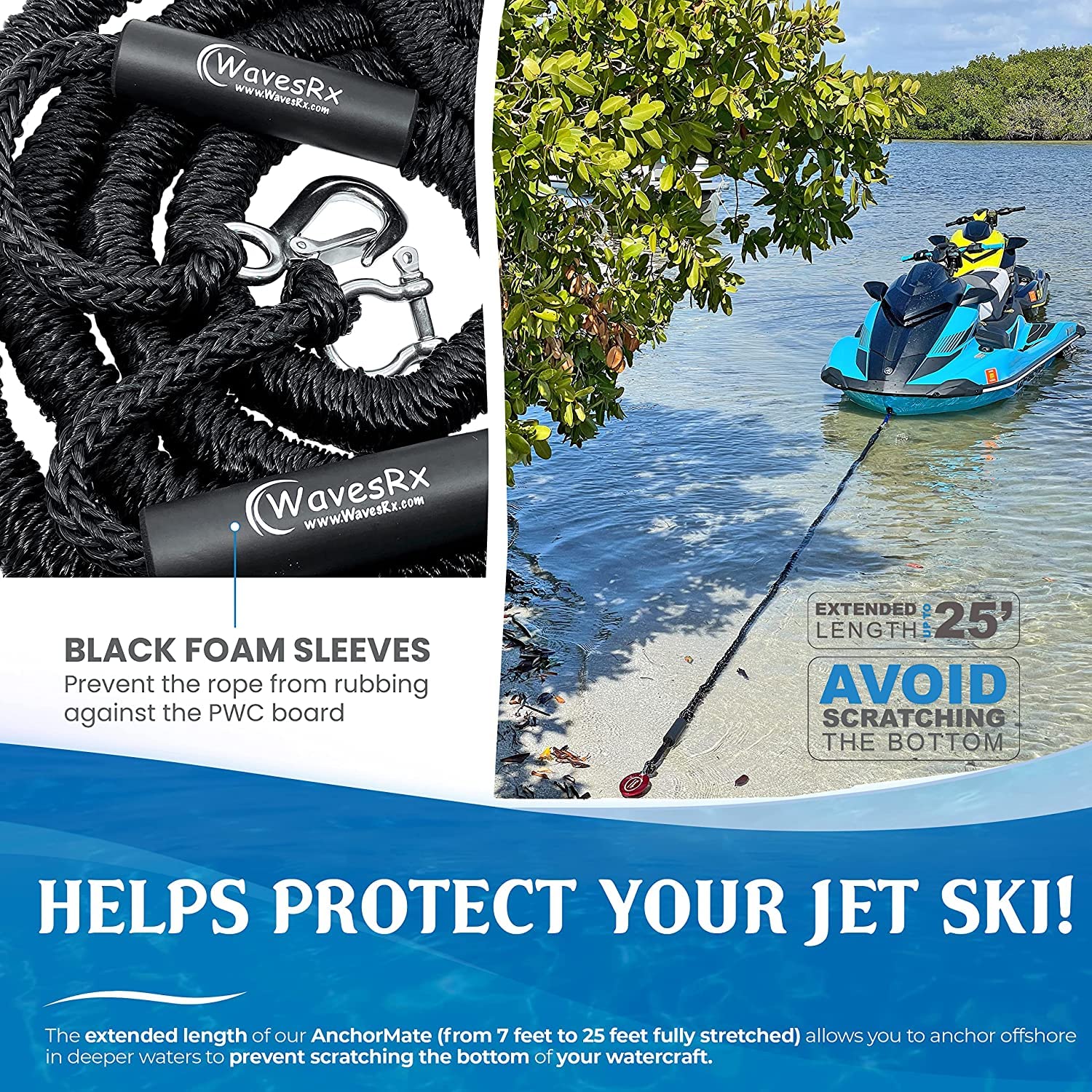 Mua WAVESRX AnchorMate BowTether Bungee Line | Boat Bungee Dock Lines ...