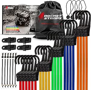 ROCKET STRAPS | 36 Piece Bungee Cords with Hooks | Bungee Cord ...
