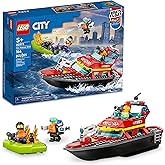 Amazon.com: LEGO City Fire Rescue Boat 60373, Toy Floats on Water, with ...