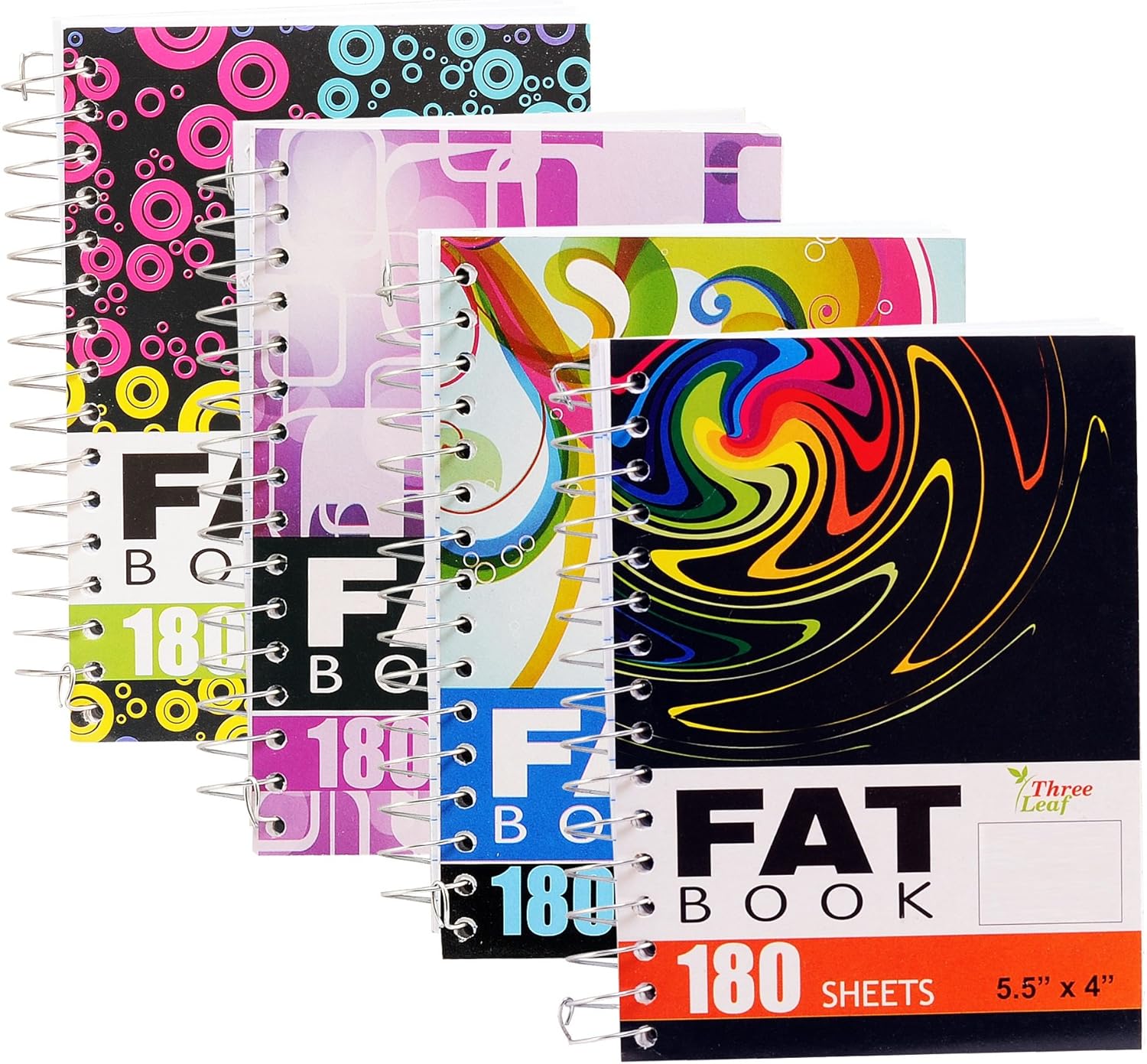 Amazon.com : 4-Pack Fat Books, 4x5.5-Inch, College Ruled, White, 180 ...