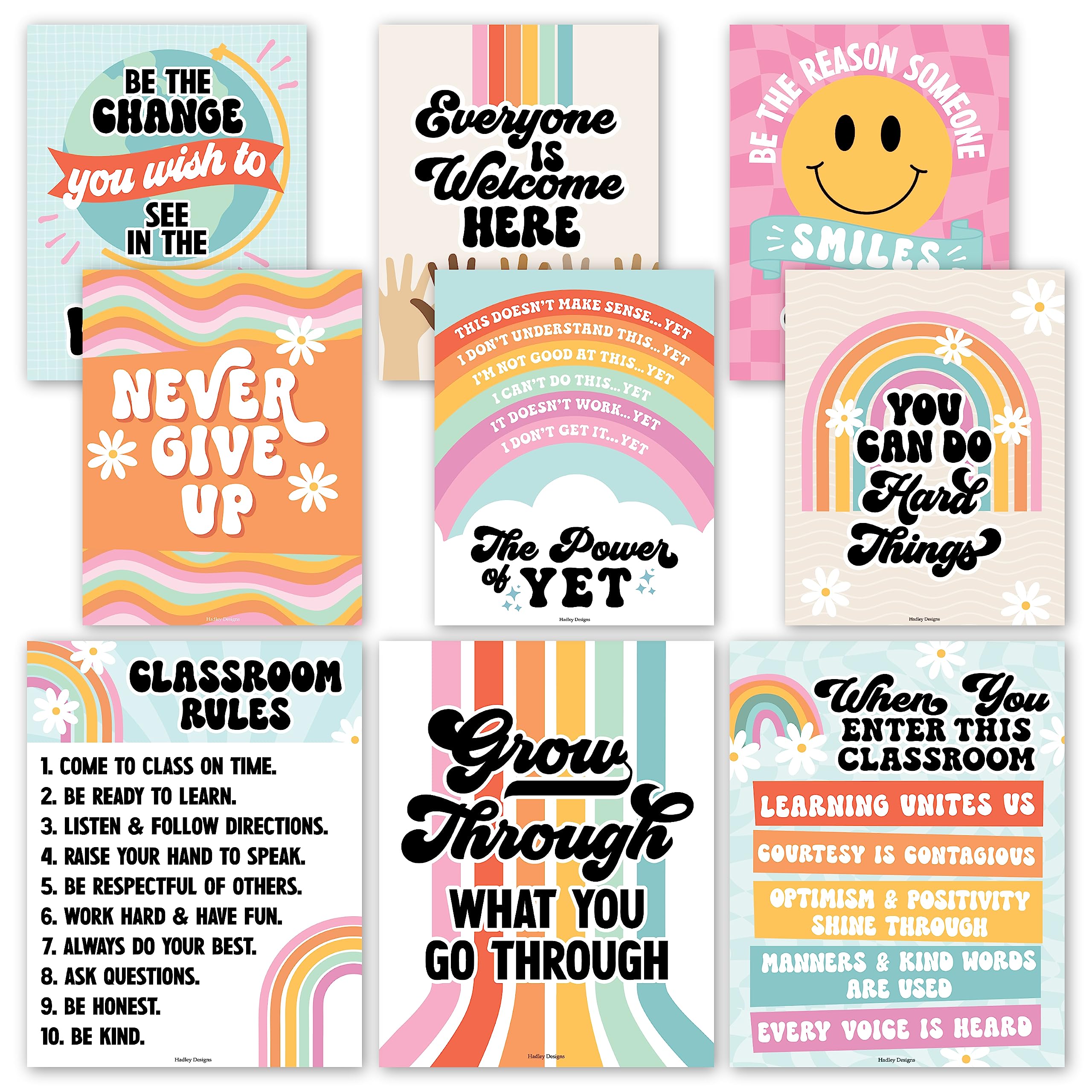 Mua Hadley Designs 9 Retro Classroom Decor - Welcome Sign Motivational ...