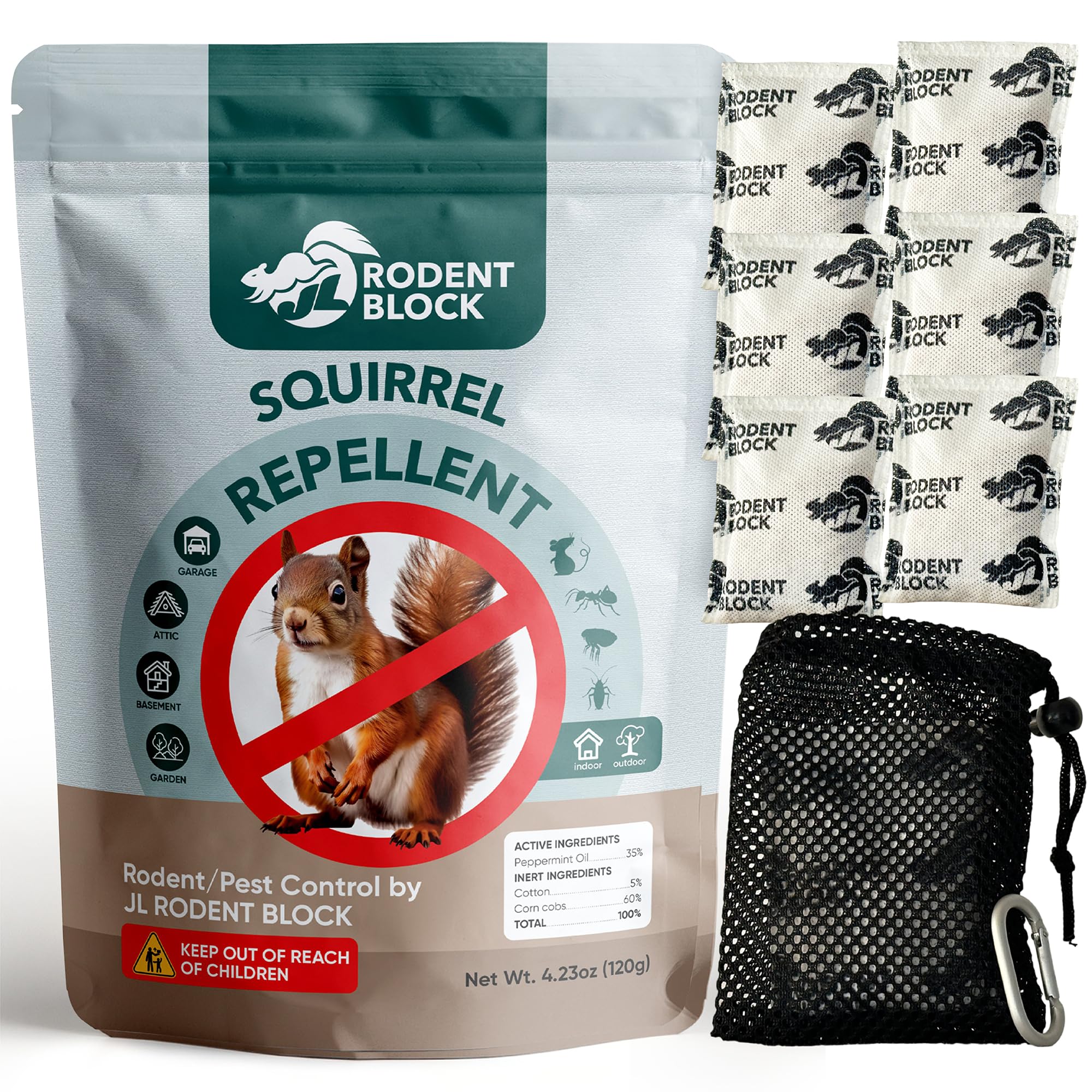 JL Rodent Block Squirrel Repellent Pouch 6-Pack - Powerful Against Mice ...