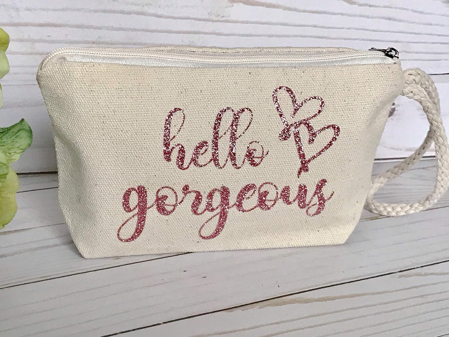 Amazon.com: Rose gold makeup bag, hello gorgeous makeup bag, wedding ...